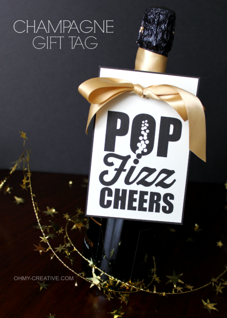 Free Printable Champagne Gift Tag - Pop Fizz Cheers