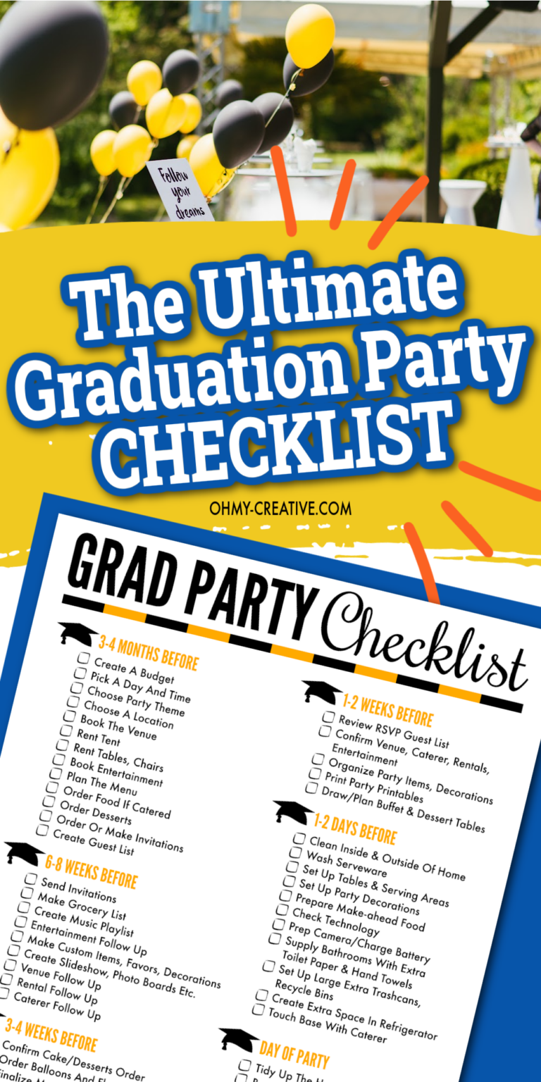 Graduation Party Checklist PDF (Printable + Timeline Planner) - Oh My ...