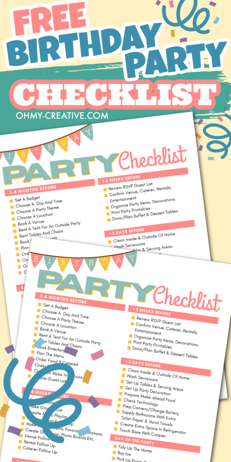 Birthday Party Checklist Free Printable - Oh My Creative