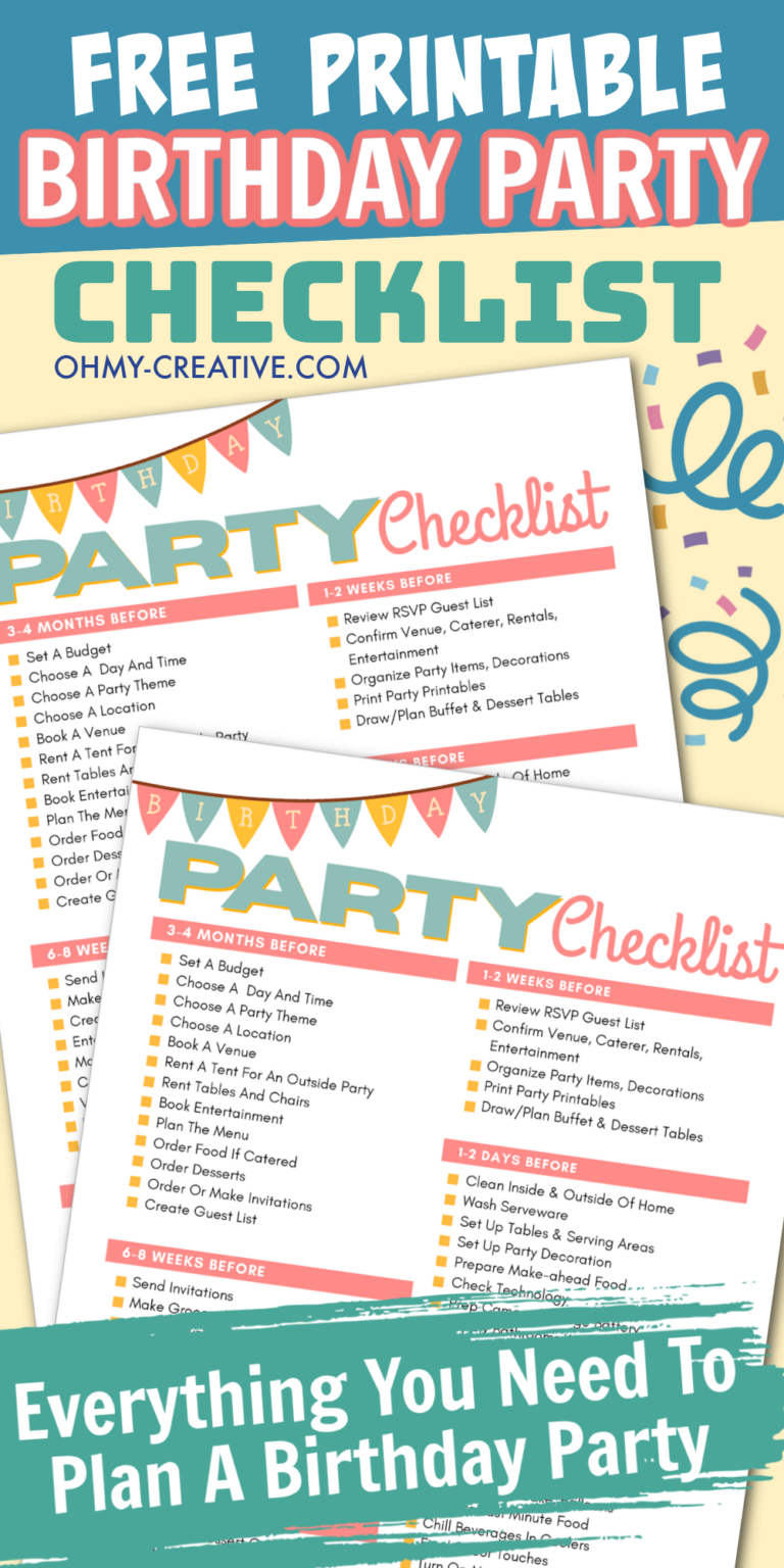 Birthday Party Checklist Free Printable - Oh My Creative